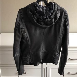 June | Jackets & Coats | June Dark Brown Leather Zip Up Jacket Hoodie ...